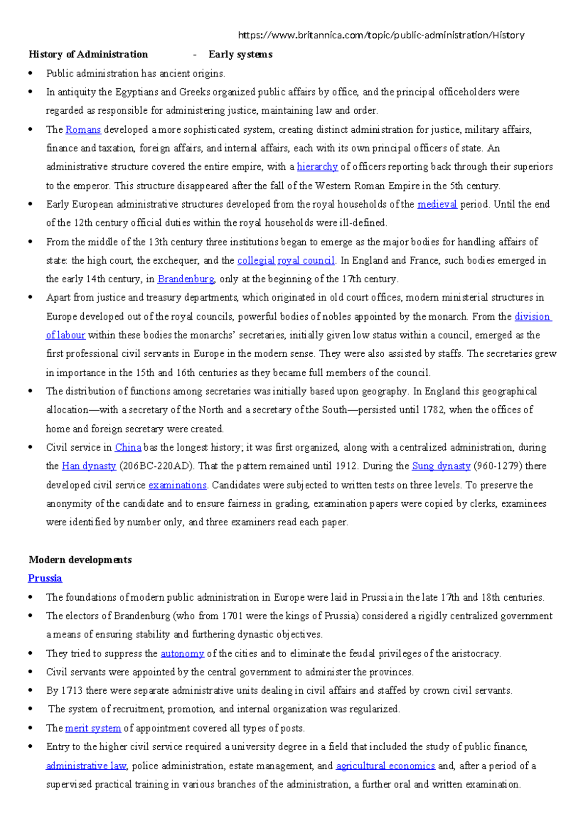 History of administration - britannica/topic/public-administration ...