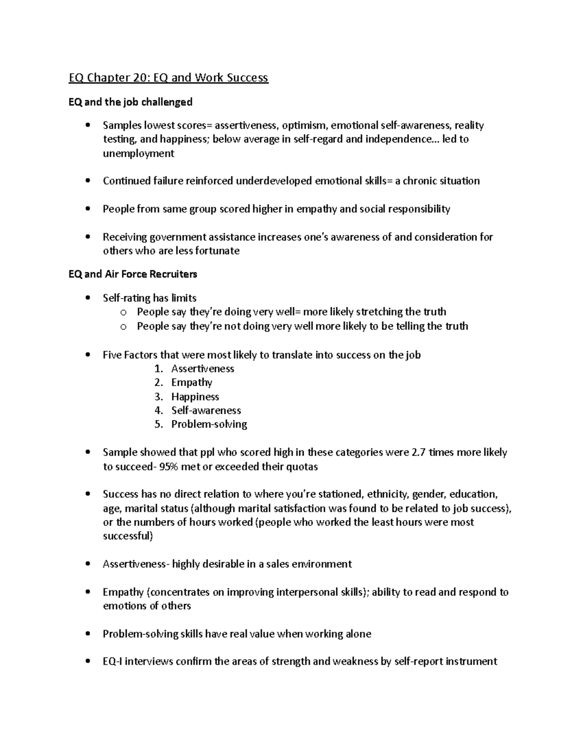 EQ Chapter 20 - Lecture notes EQ CH 20 - EQ Chapter 20: EQ and Work ...