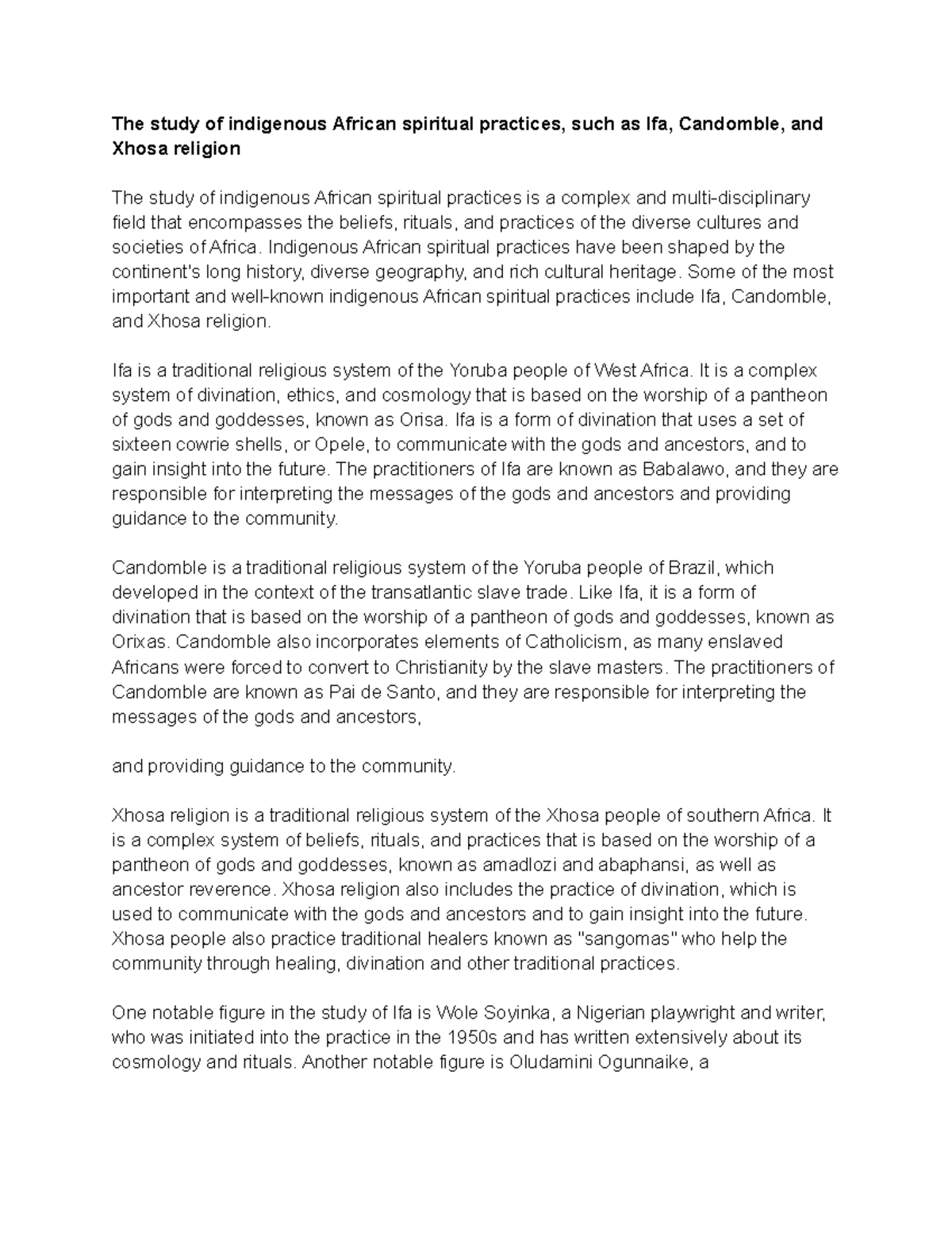 AFST Notes 9 - The study of indigenous African spiritual practices ...