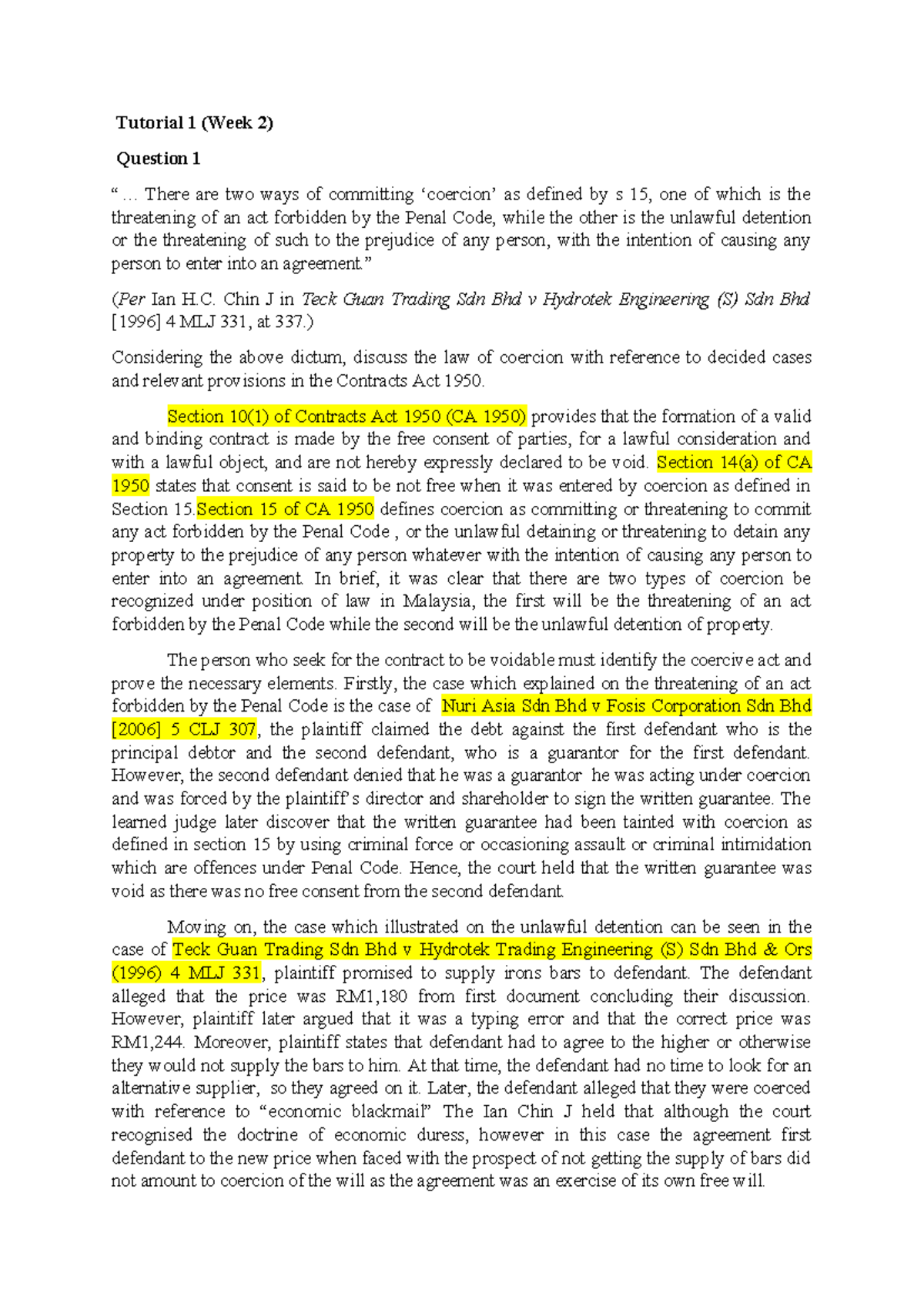 Tutorial 1 (Week 2) - Tutorial 1 (Week 2) Question 1 “... There are two ways of committing - Studocu