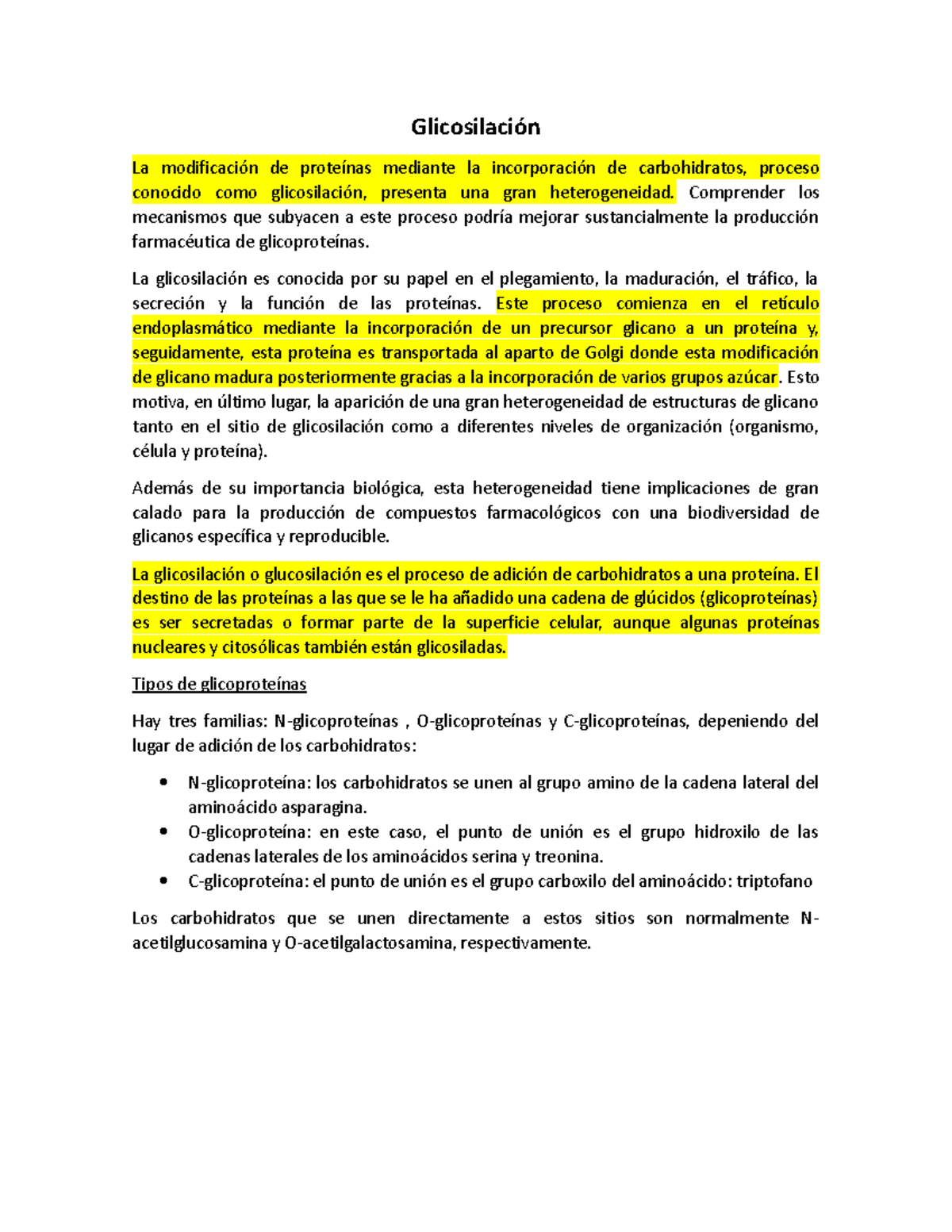 Glicosilación - Mecanismo de acción - Glicosilación La modificación de ...