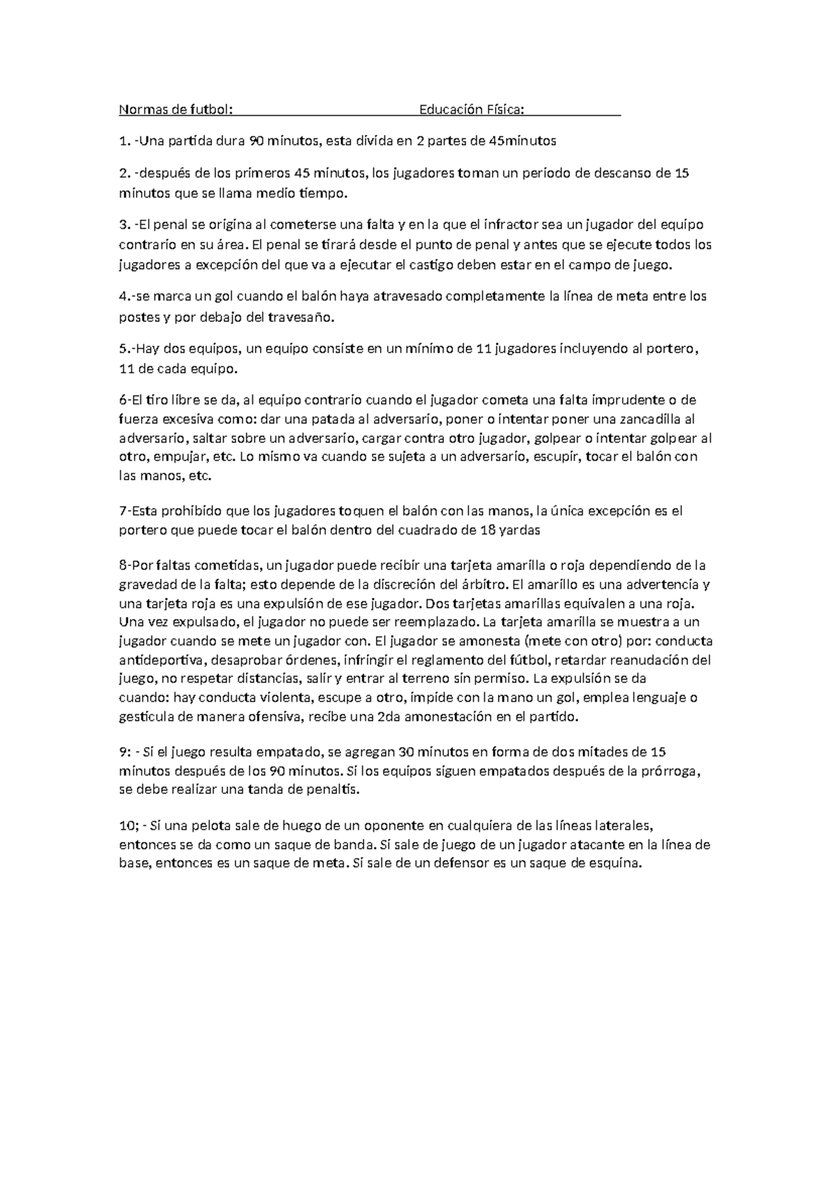 Normas de futbol - rgerg - Normas de futbol: Educación Física: -Una ...
