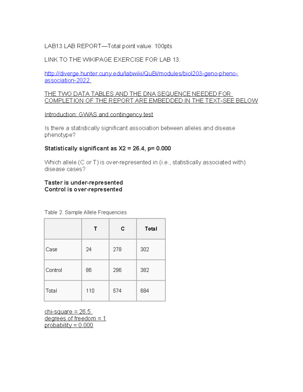 BIOL203-LAB13-template - LAB13 LAB REPORT—Total point value: 100pts LINK TO THE WIKIPAGE ...