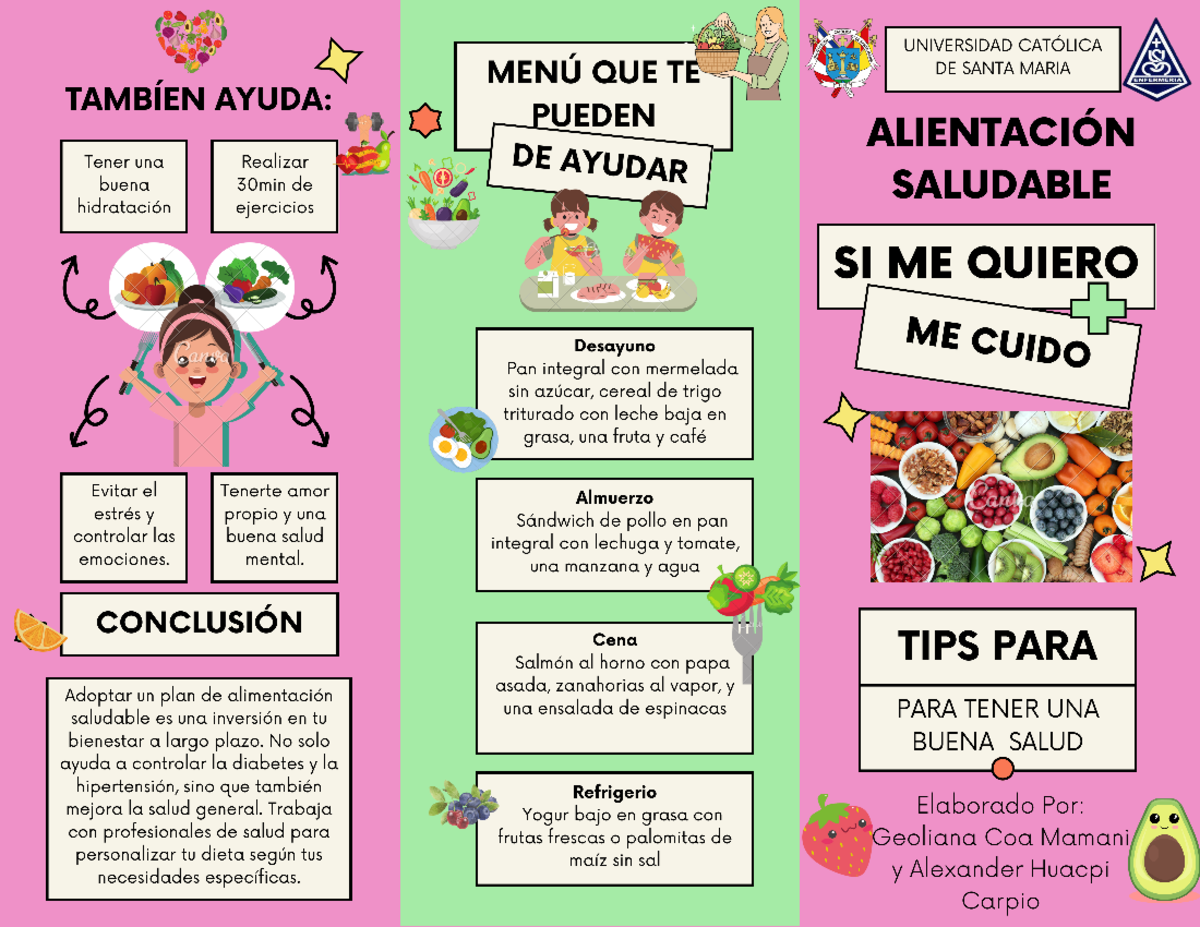Folleto sobre Nutrición Alimentación Saludable Orgánico Delicado Rosa ...