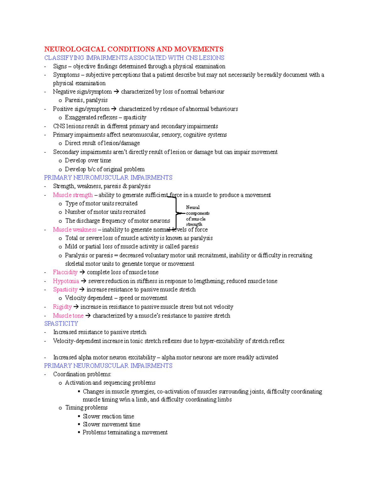 Neurological Conditions and Movements - NEUROLOGICAL CONDITIONS AND ...
