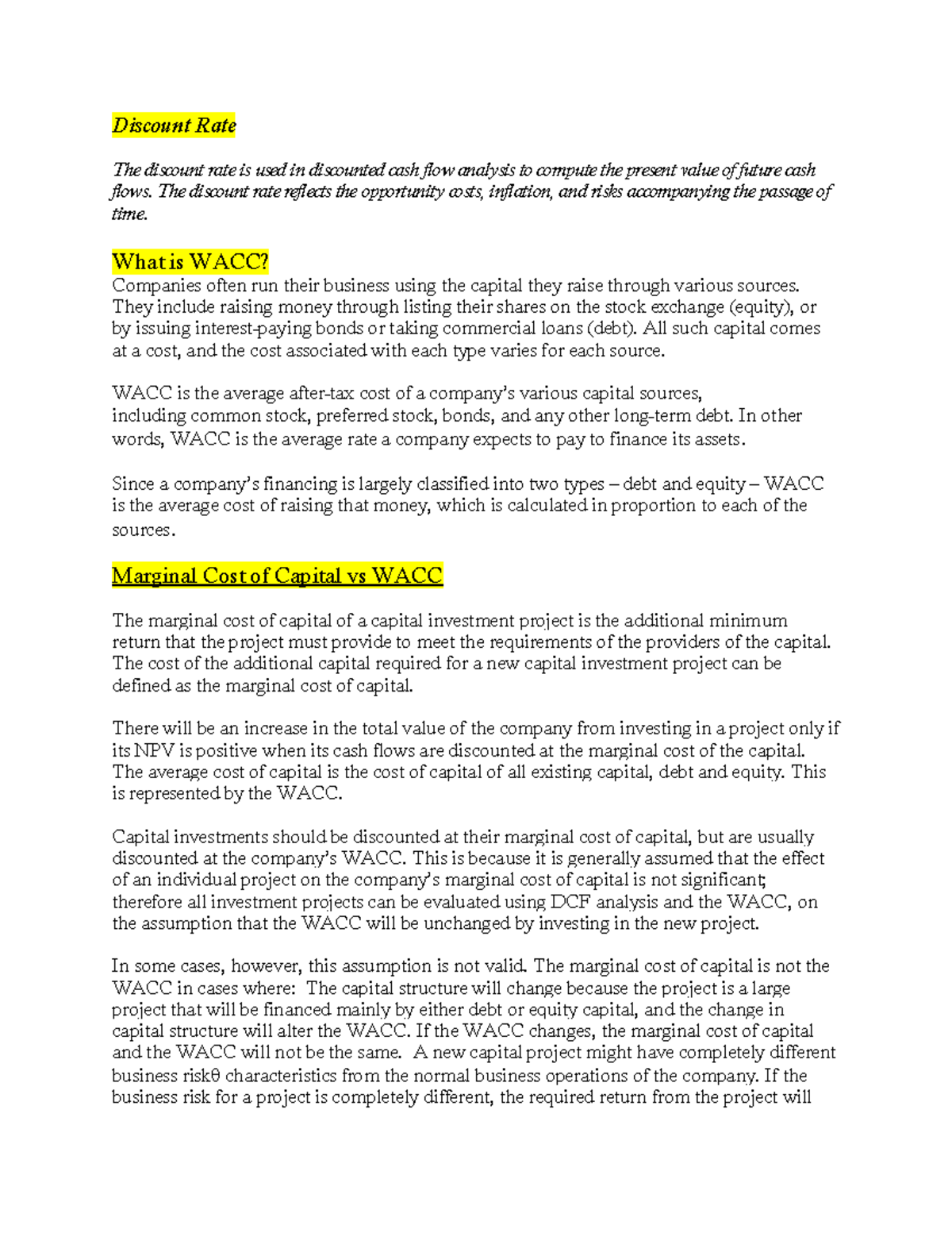 03-SFM-WACC - Discount Rate The discount rate is used in discounted ...