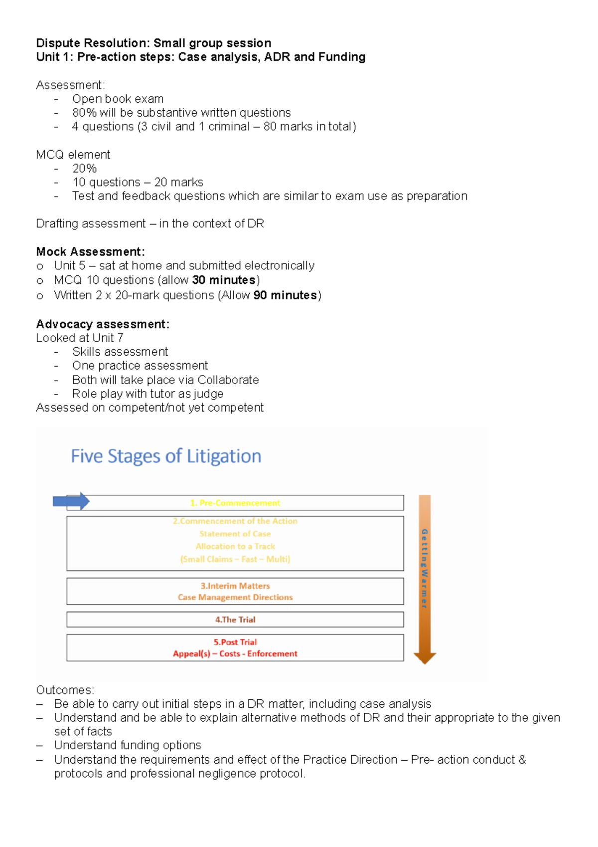 Small group session 1 - Dispute Resolution: Small group session Unit 1 ...