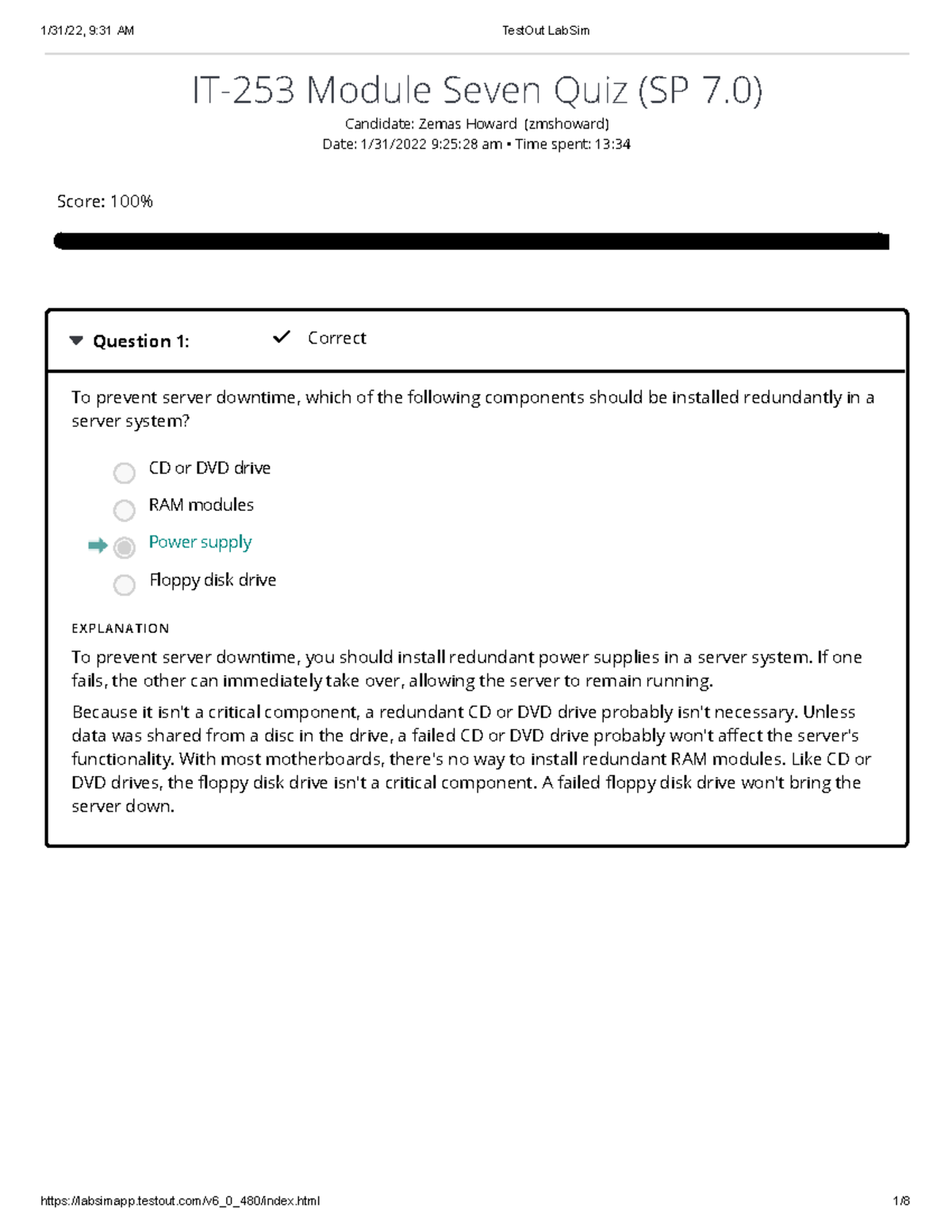 Test Out Module 7 Test - This is a description so the engine will pass ...