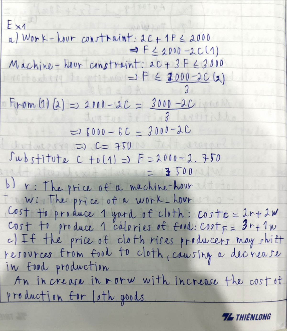 00:57 15-10-24 Microsoft Lens - Ex1 a) Work hour constraint: 2C. 1FL FL ...