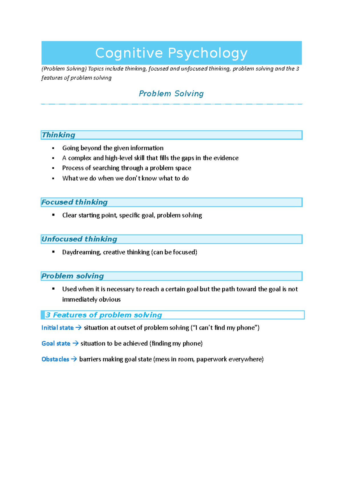 Cognitive Psychology 9 - Cognitive Psychology (Problem Solving) Topics ...