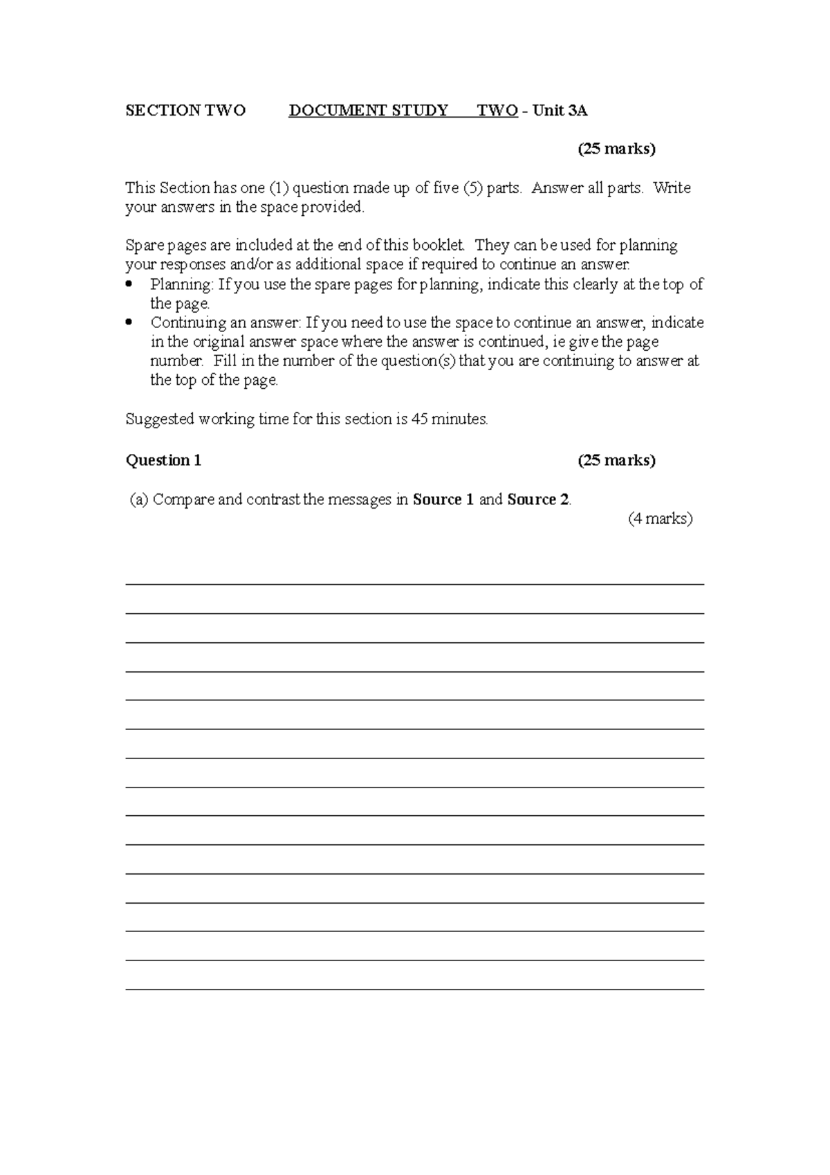 Section TWO Document Study - SECTION TWO DOCUMENT STUDY TWO - Unit 3A ...