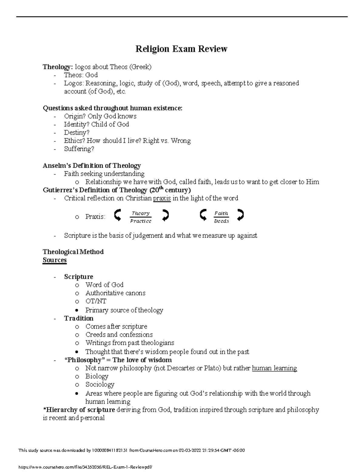 REL Exam 1 Review - Studyguide for First exam - Religion Exam Review ...