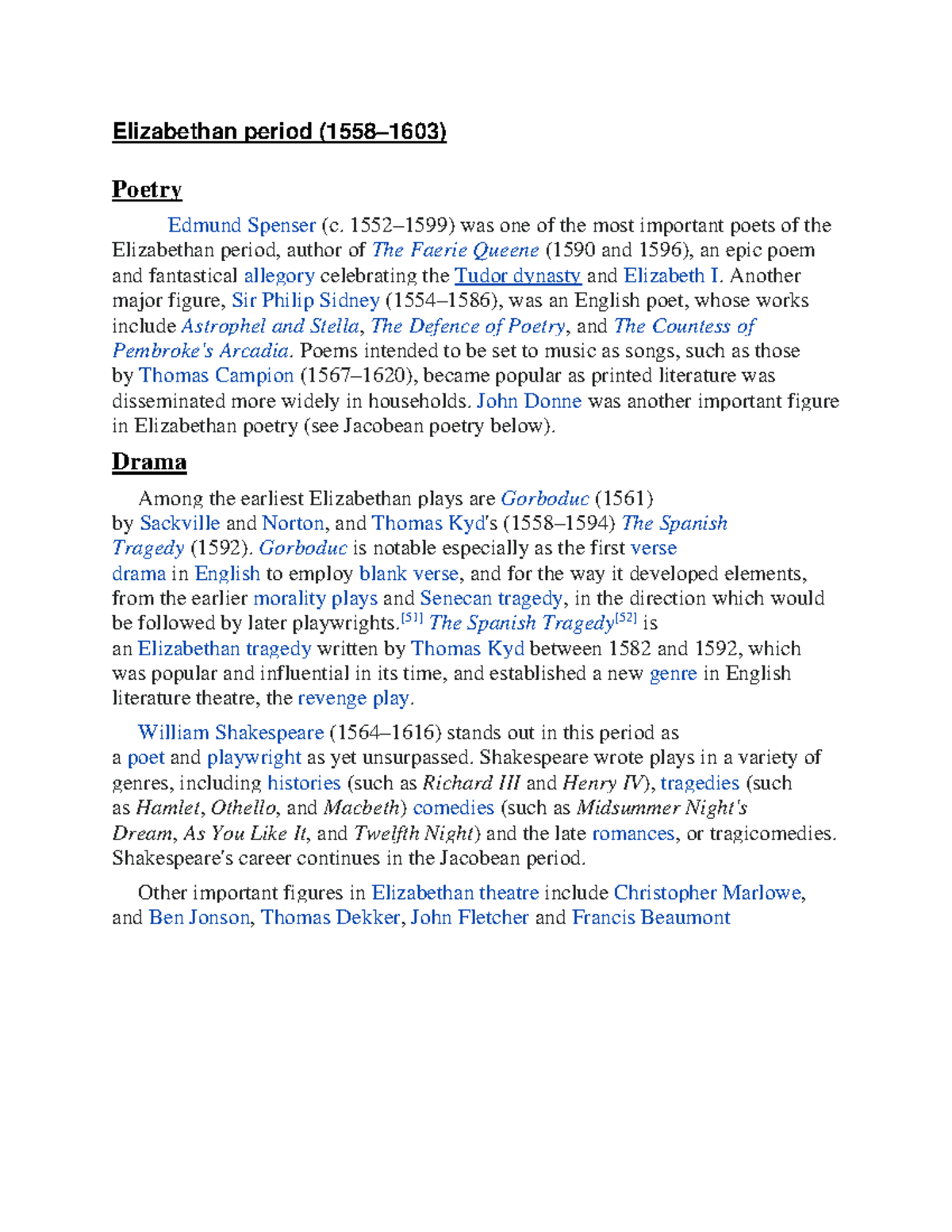 Elizabethan period - its lecture notes - Elizabethan period (1558–1603 ...