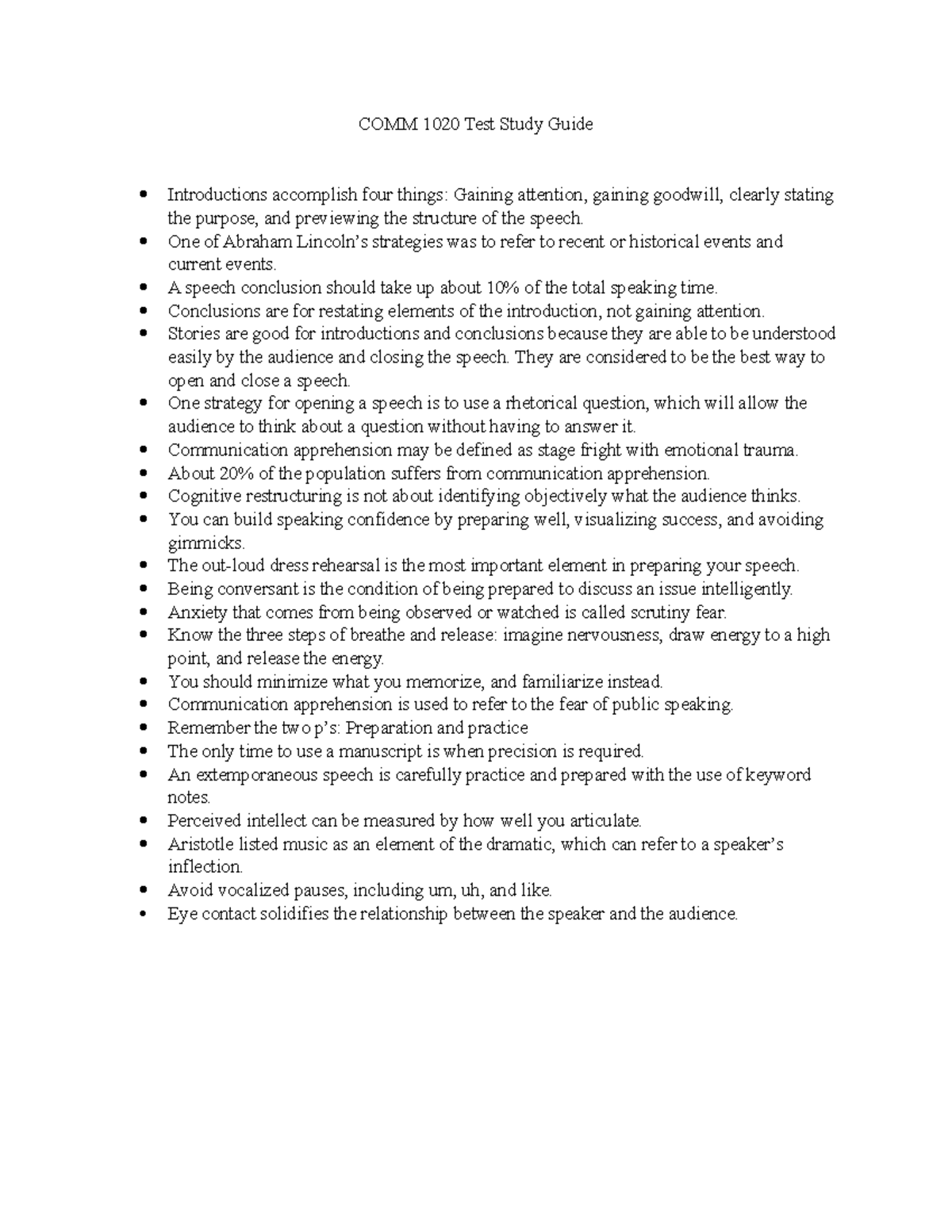 COMM 1020 test one study guide - COMM 1020 Test Study Guide ...