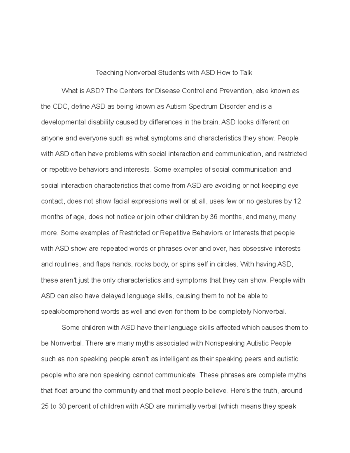 Autism Research Paper - Teaching Nonverbal Students with ASD How to ...