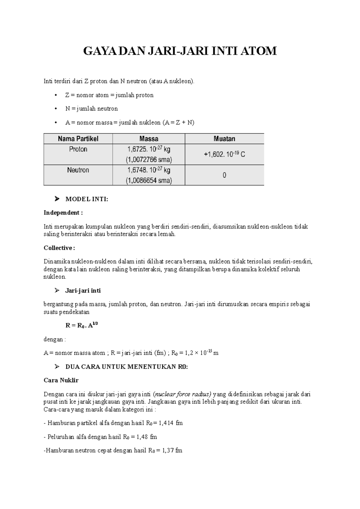 94568 GAYA DAN JARI - lecturer task - GAYA DAN JARI-JARI INTI ATOM Inti ...