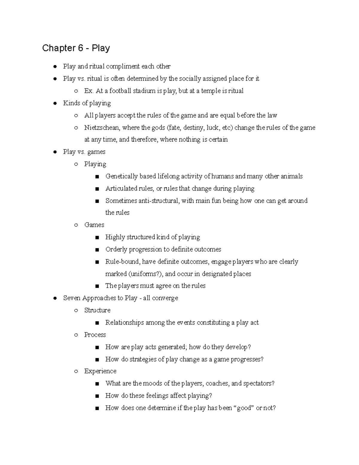 Intro to Performance Studies Chapter 6 Reading Notes - Chapter 6 - Play ...