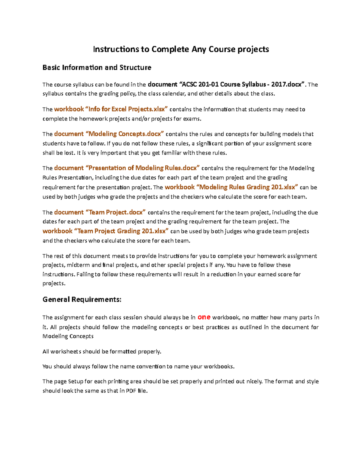 Instructions to Complete Course projects - Instructions to Complete Any ...