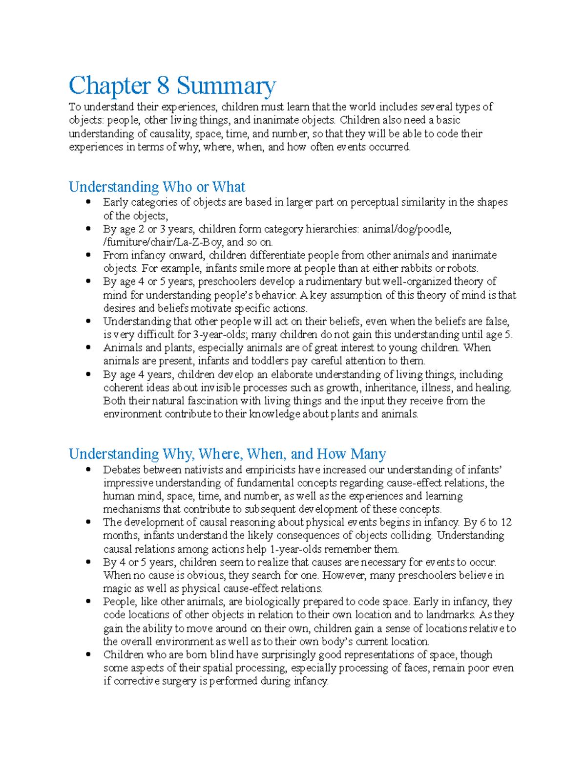 Chapter 8 Summary - How Children Develop - Chapter 8 Summary To ...