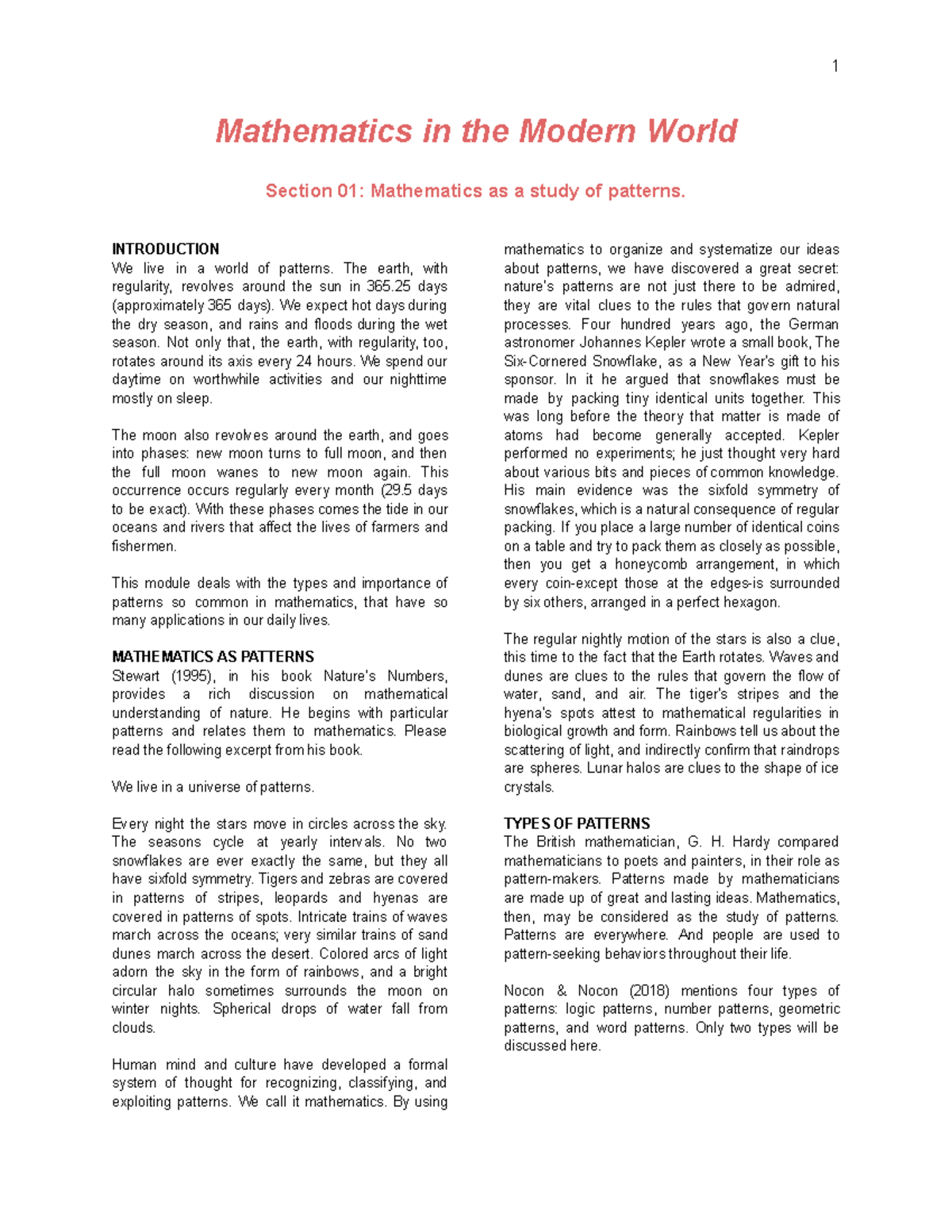 Mathematics in the Modern World - Mathematics in the Modern World ...