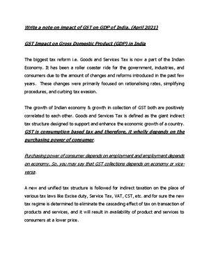GST AND ITS Impact ON GDP - Ishika Gyanchandani - Grade 12 I - GST AND ...