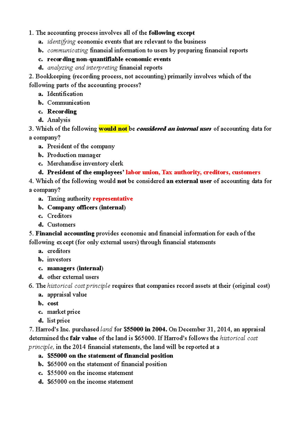 Review midterm Multiple choice questions solution - The accounting ...