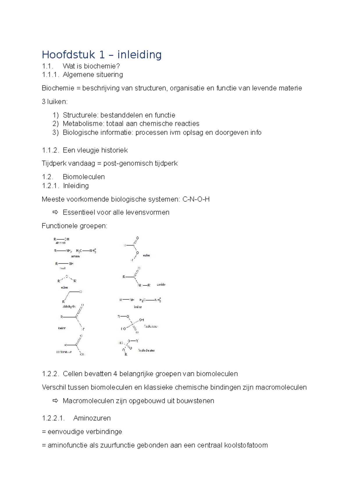 biochemie -1 Ba biochemie/ chemie - Hoofdstuk 1 inleiding 1. Wat is ...