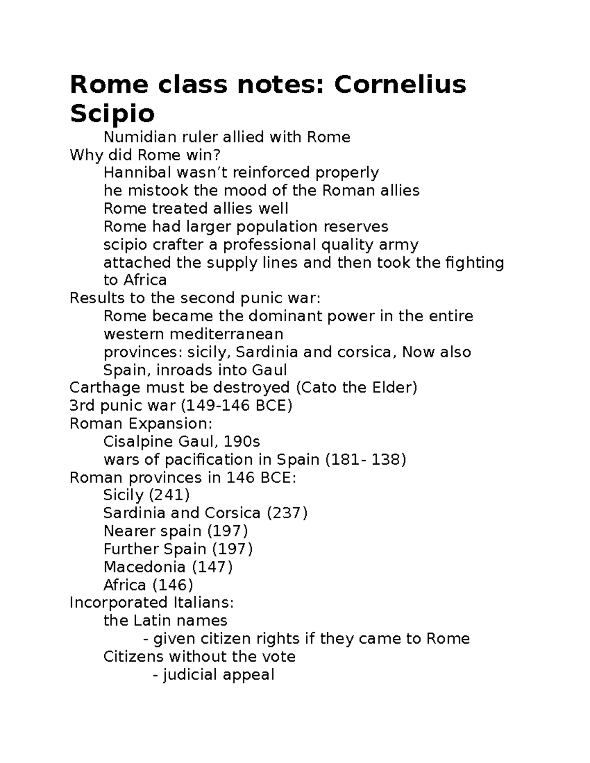 Rome class notes - Studocu