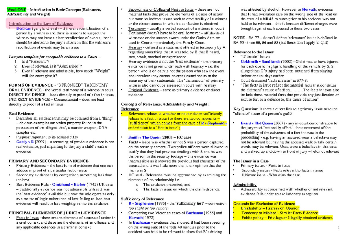 Week one evidence - Week ONE – Introduction to Basic Concepts ...