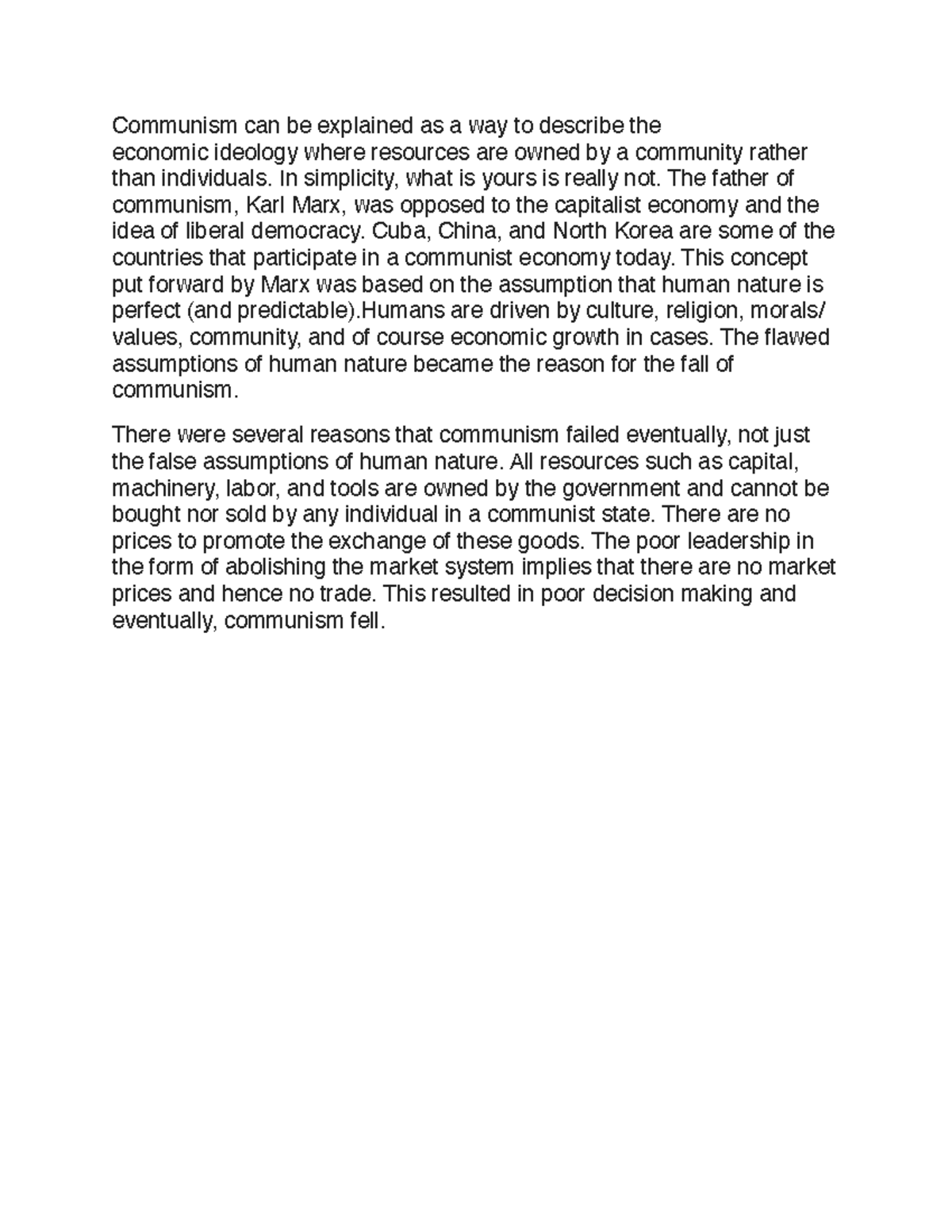 GOVT350 - DB mod 1 - completed assignment - Communism can be explained ...