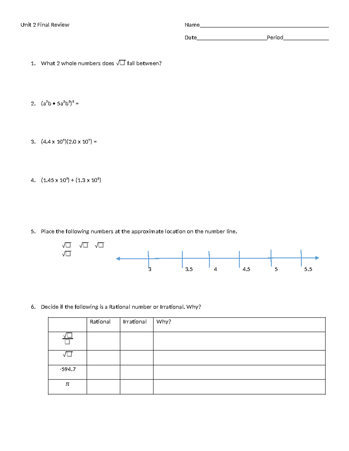 Unit 2 Final Review - To help with Honors Math 2 unit 2 - Unit 2 Final ...