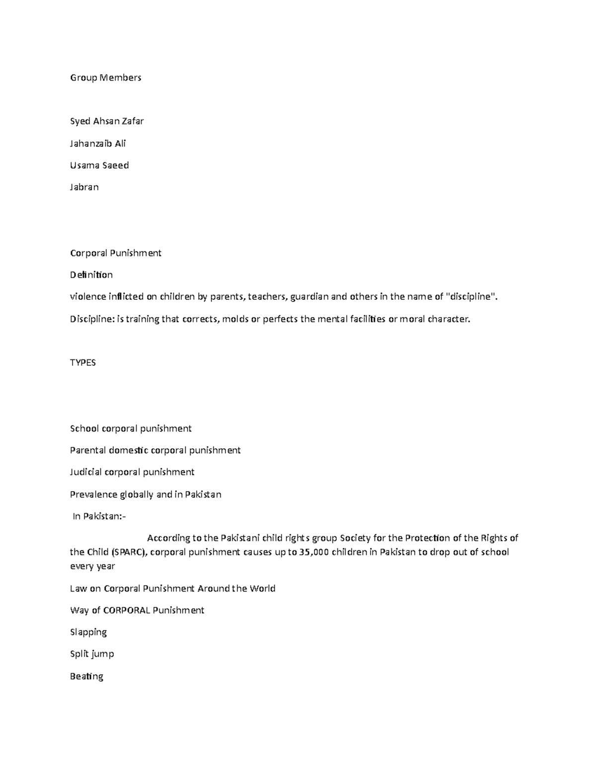 Document ahsan shah - Group Members Syed Ahsan Zafar Jahanzaib Ali ...