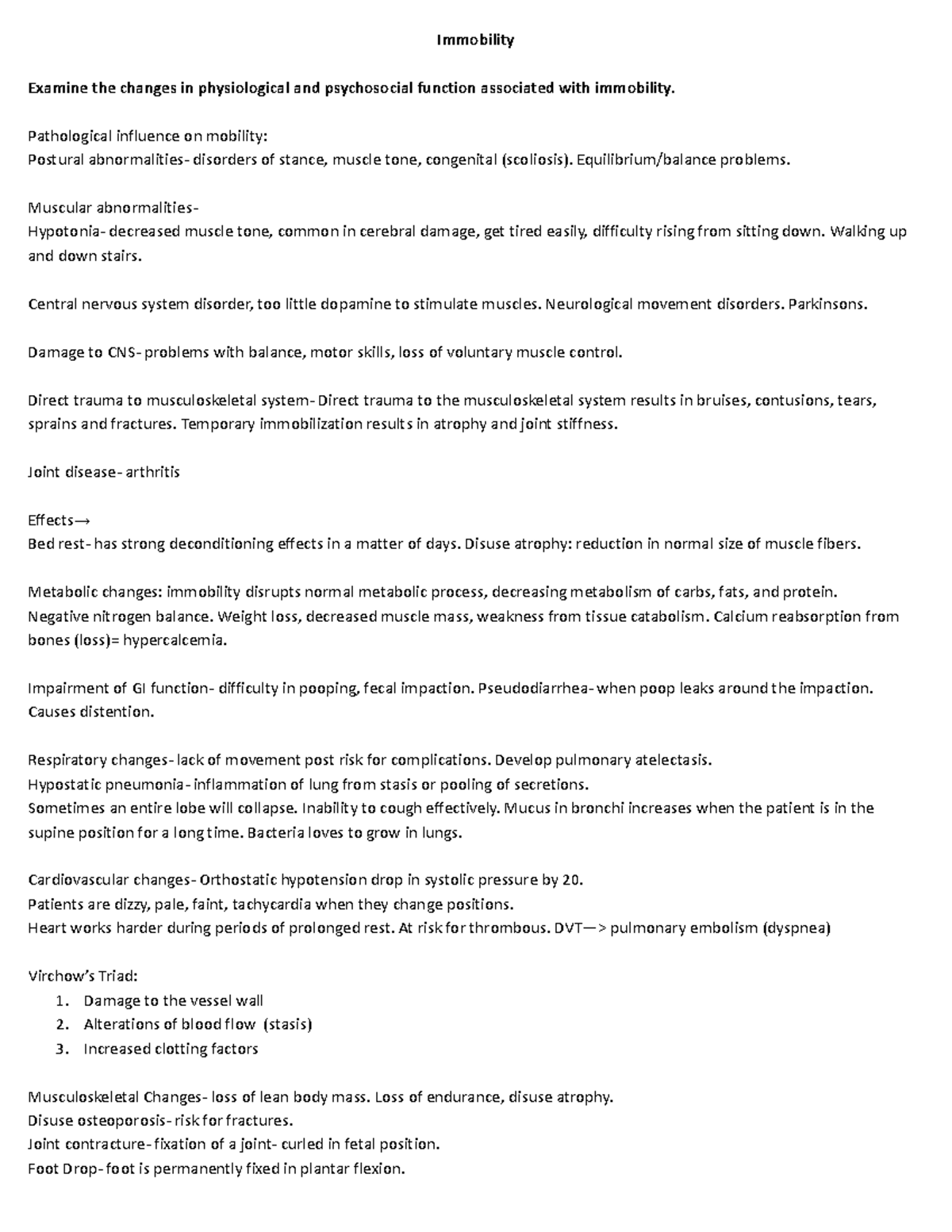 Fundamentals- Immobility - Immobility Examine the changes in ...