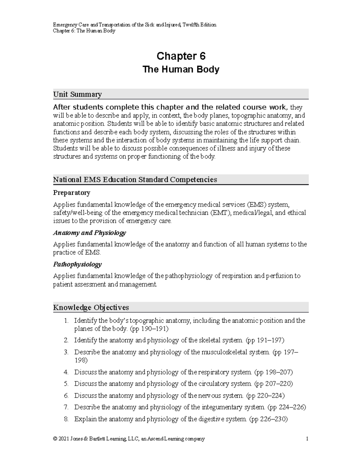 CH 6 LECTURE NOTES EMT LOS ANGELES VALLEY COLLEGE - Chapter 6: The ...