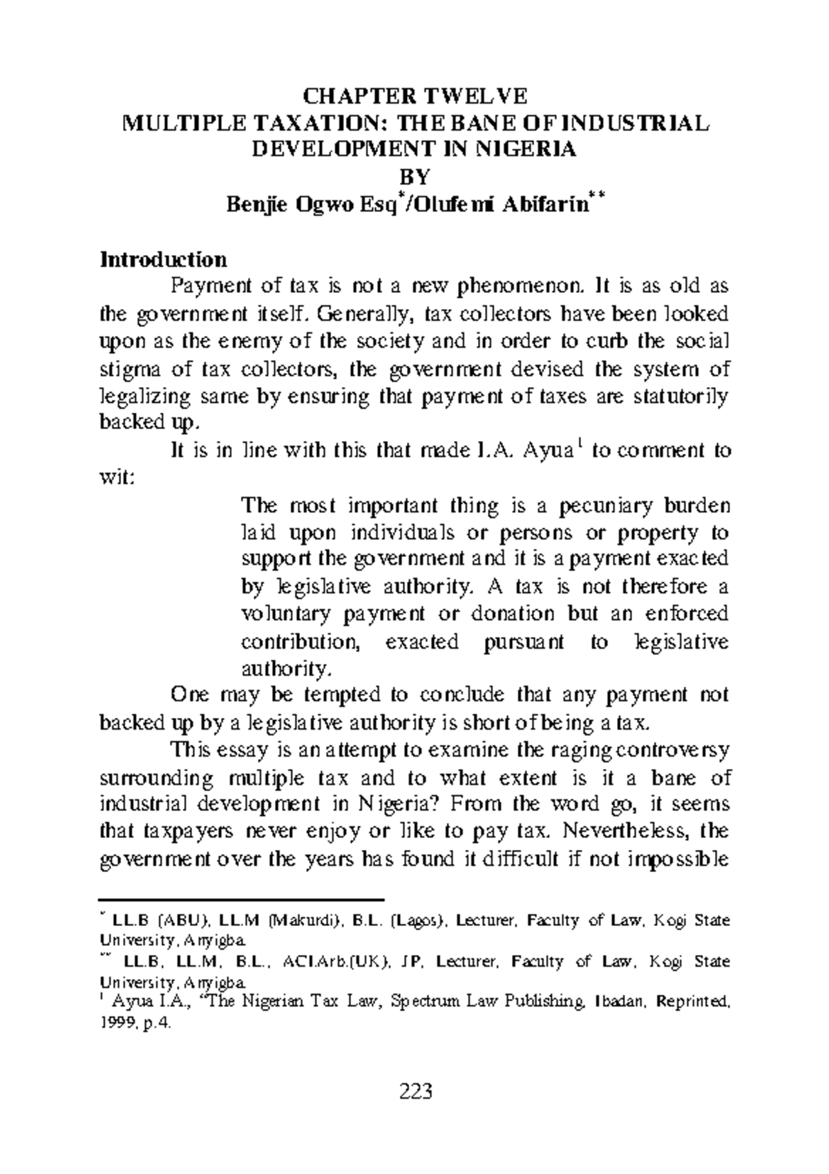 Multiple taxation the bane of industrial development in nigeria book ...