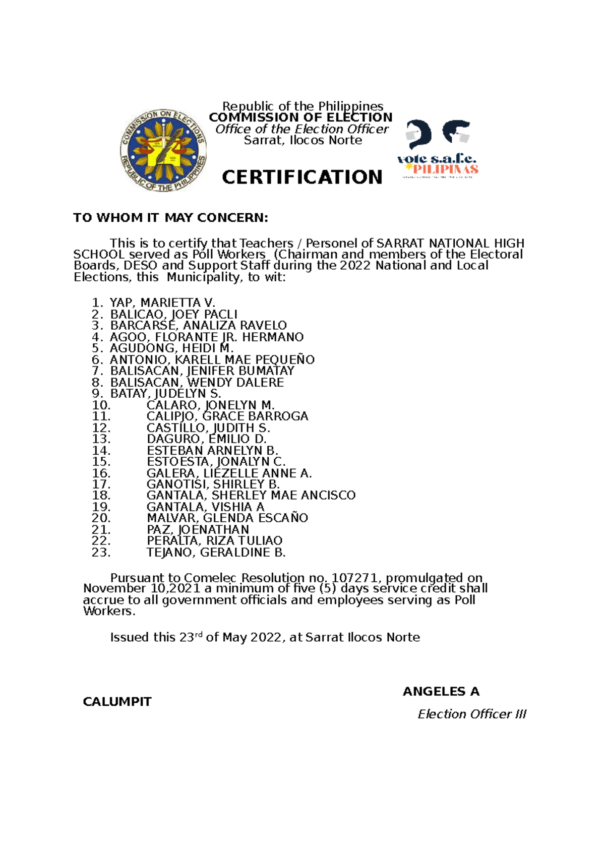 List of Poll Workers - education - Republic of the Philippines ...