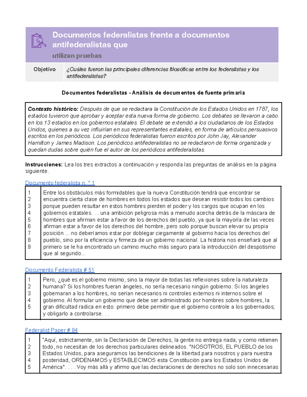 Anisa White - ( Spanish) Using Evidence: Federalist vs Anti-Federalist ...