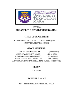 LAB 5 Attachment - food quality control lab report - Food Quality ...