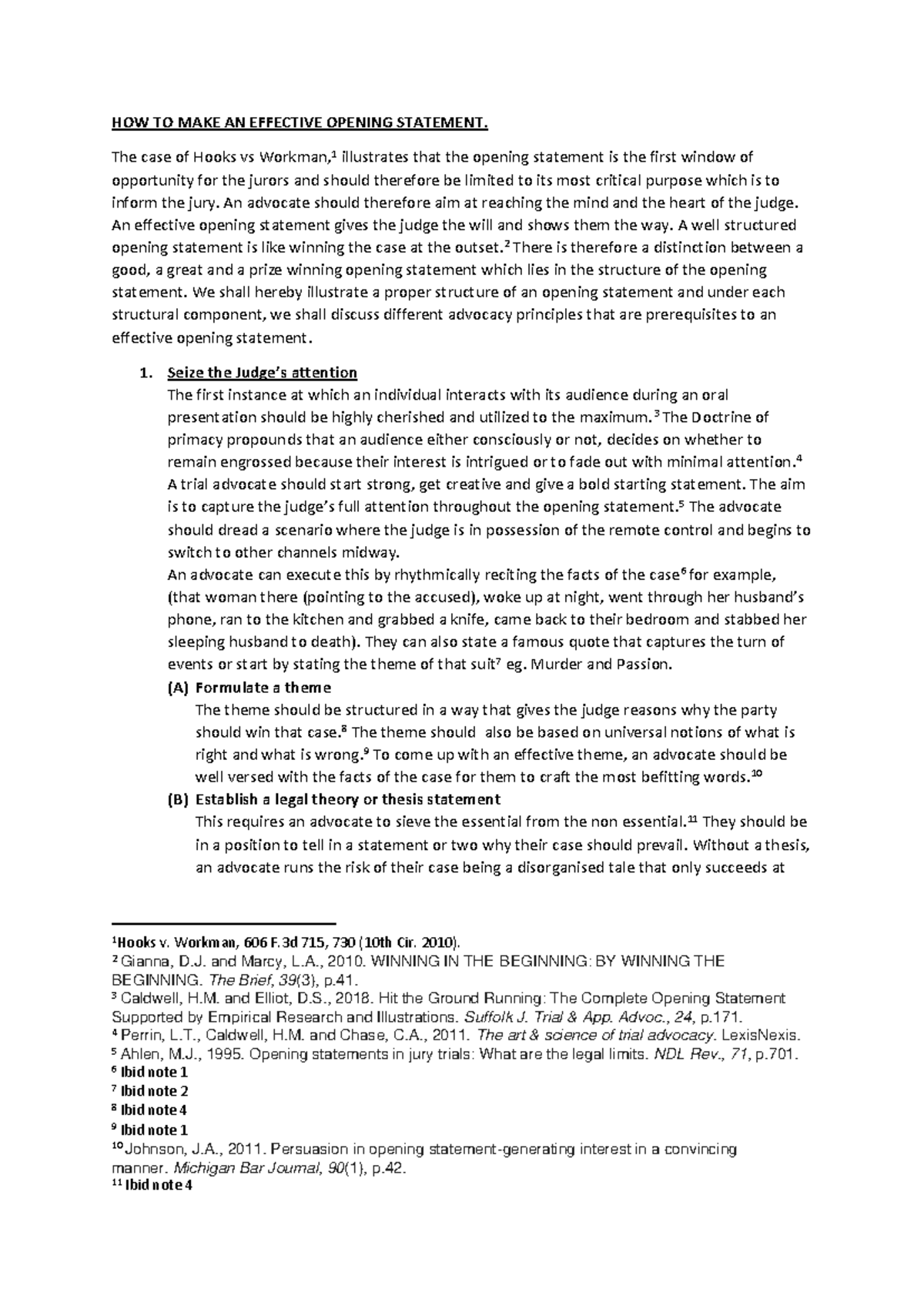 HOW TO MAKE AN Effective Opening Statement ( Immaculate) - HOW TO MAKE ...