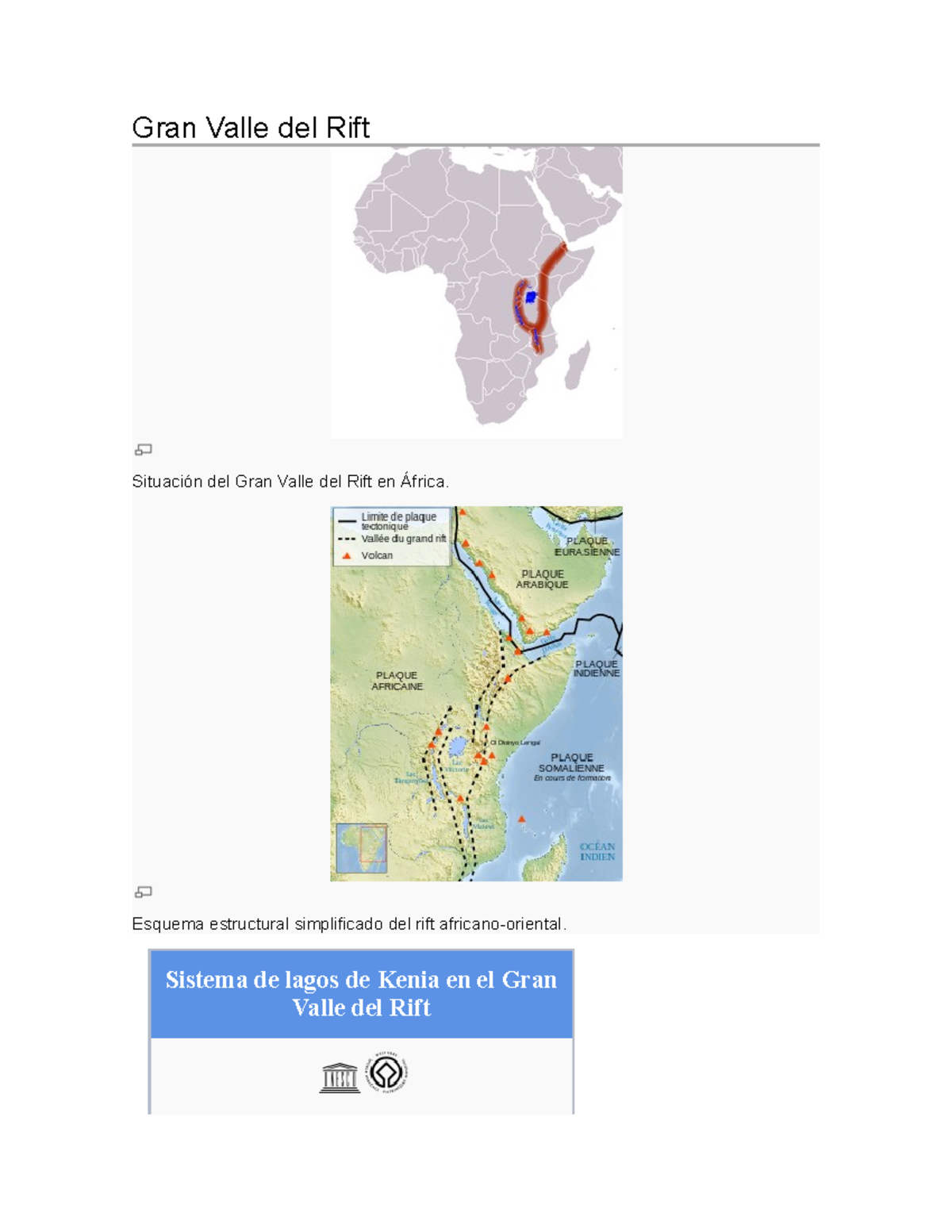 Gran Valle del Rift - falla geologica - Gran Valle del Rift Situación ...