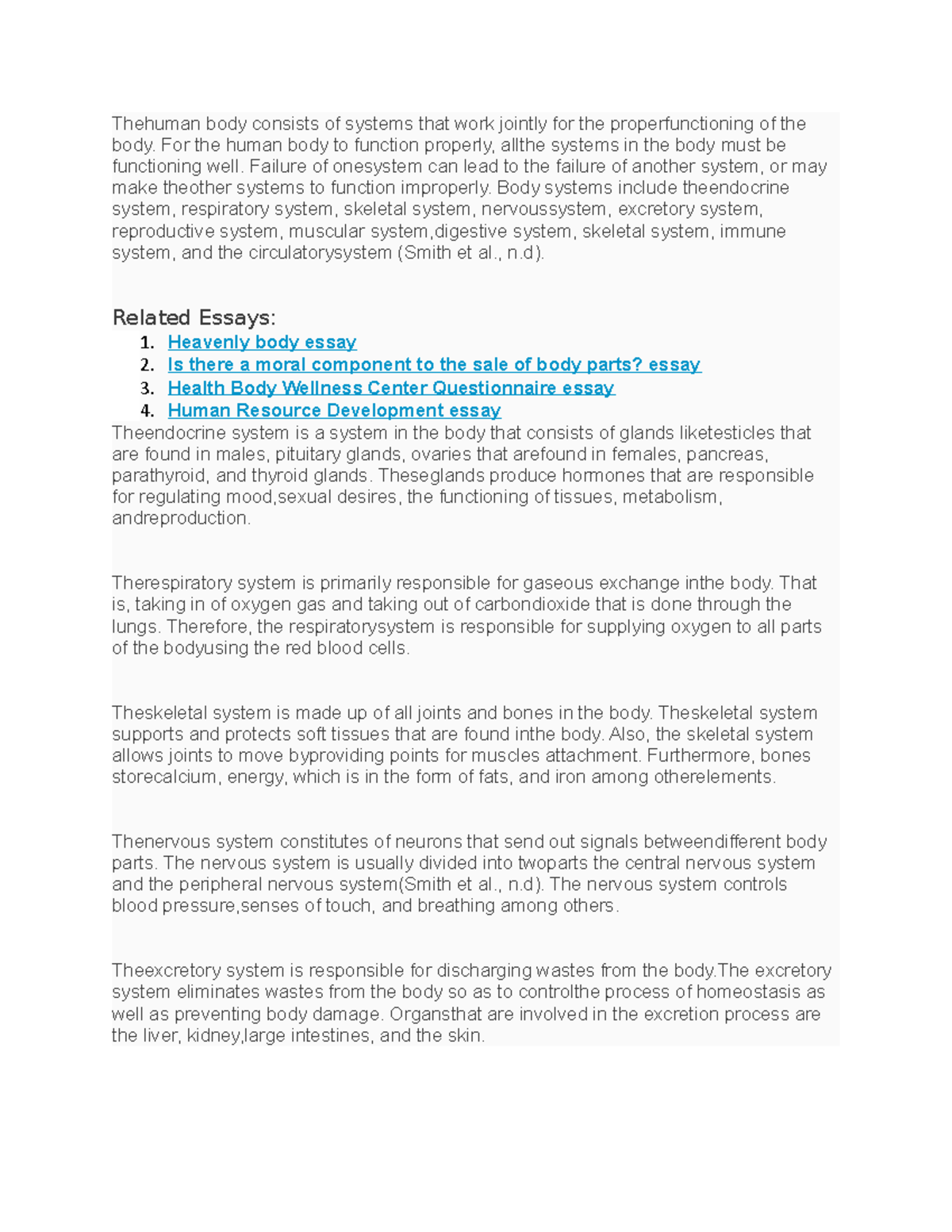 Human traf - Essay - Thehuman body consists of systems that work ...