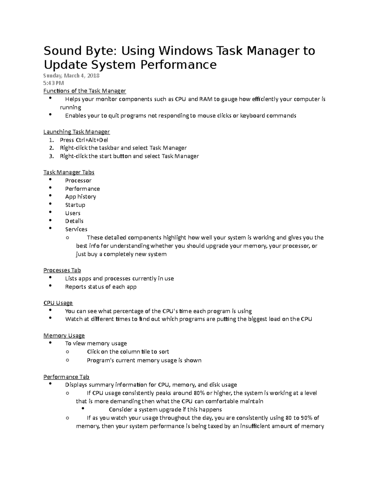 Sound Byte Task Manager and Updates - Sound Byte: Using Windows Task ...