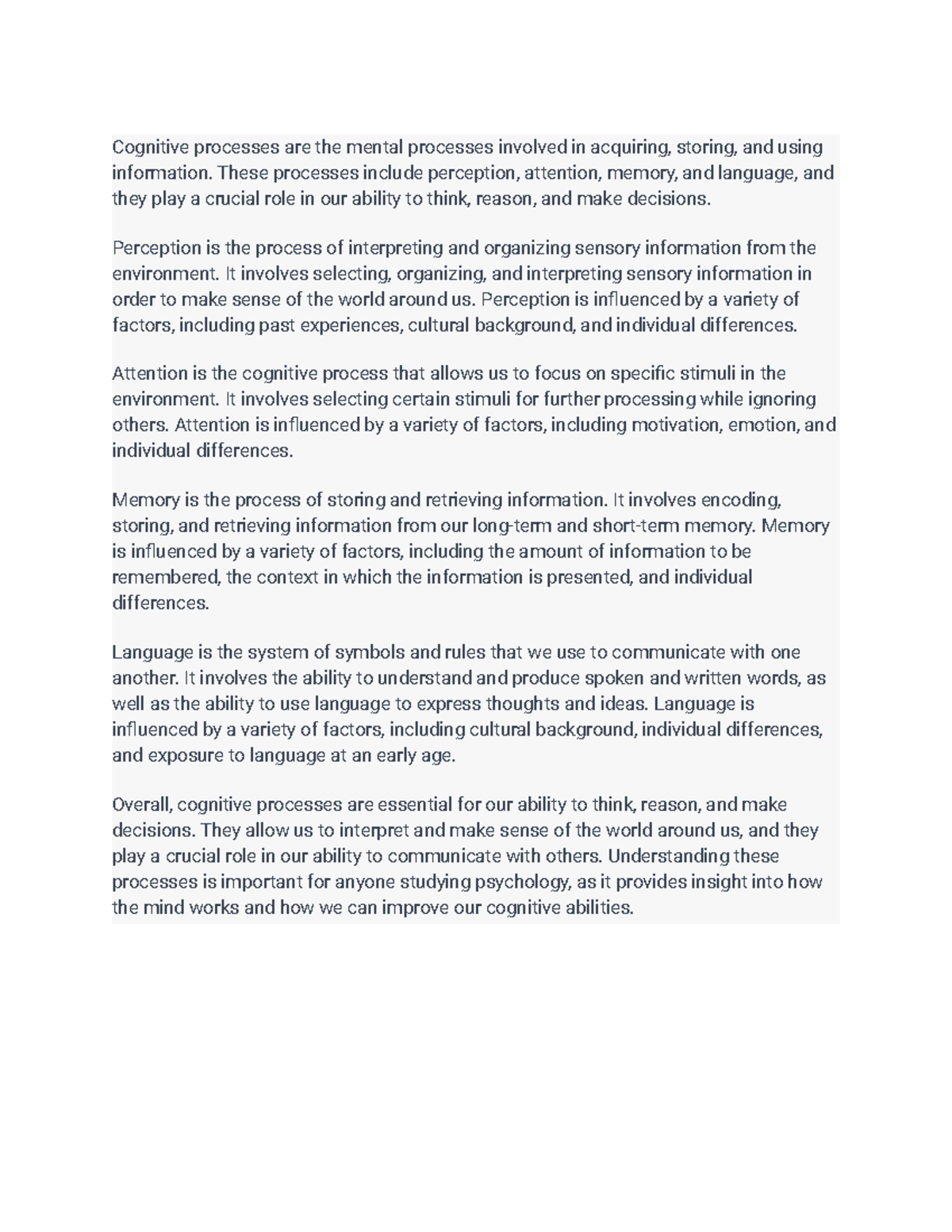 Cognitive Processes - Studocu - Cognitive processes are the mental ...