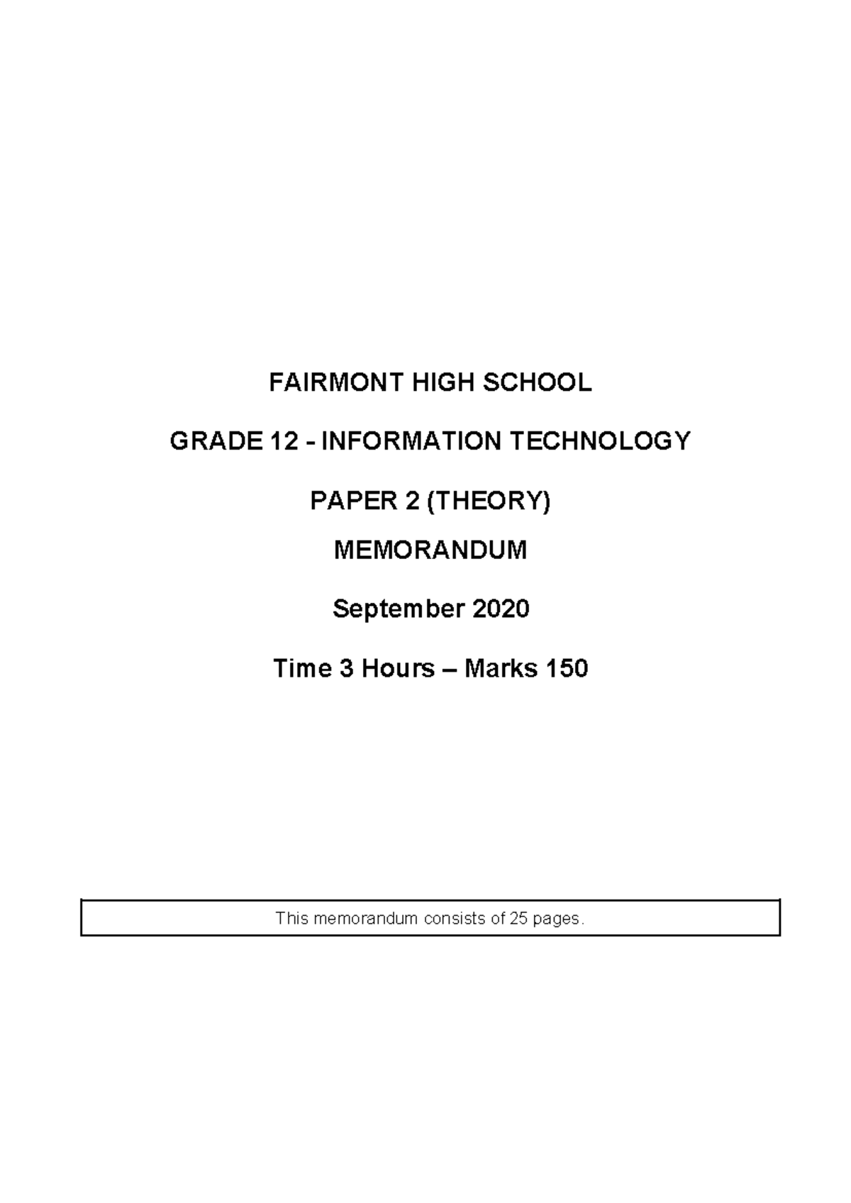 Gr 12 Theory Sep 2020 - Memo - FAIRMONT HIGH SCHOOL GRADE 12 ...
