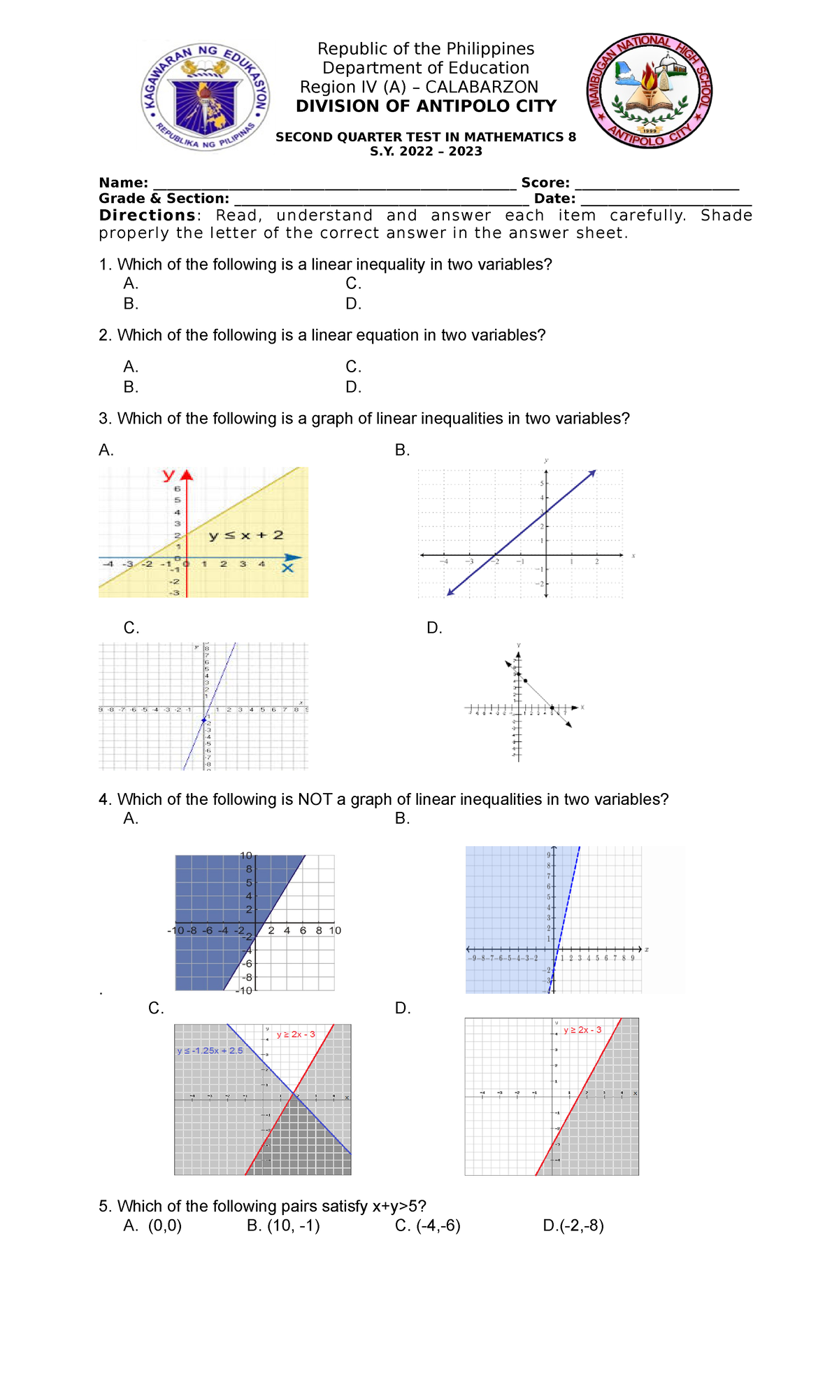 2nd quarter test - ...................................... - Republic of ...