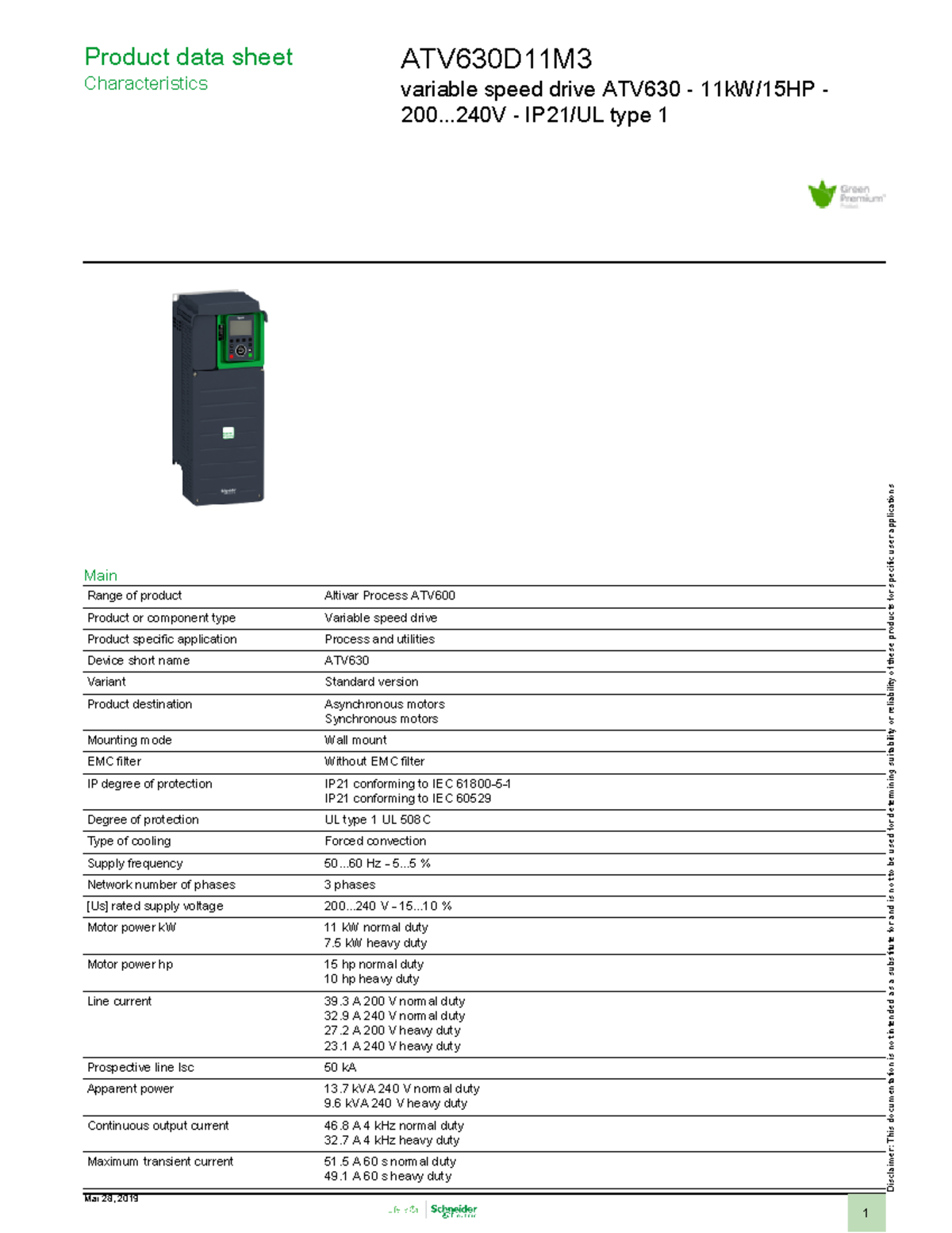 ATV630D11M3 - Variadores de frecuencia - Characteristics ATV630D11M ...
