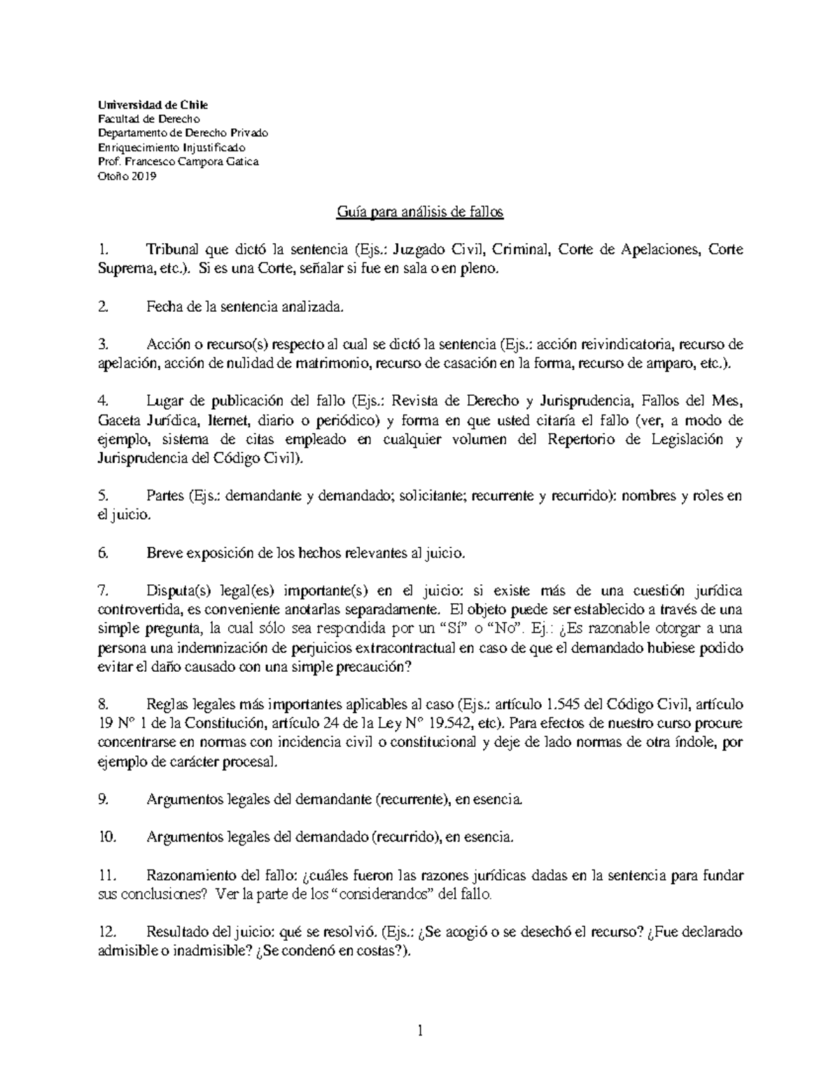 454746602 Guia analisis de fallos pdf - 1 Universidad de Chile Facultad ...