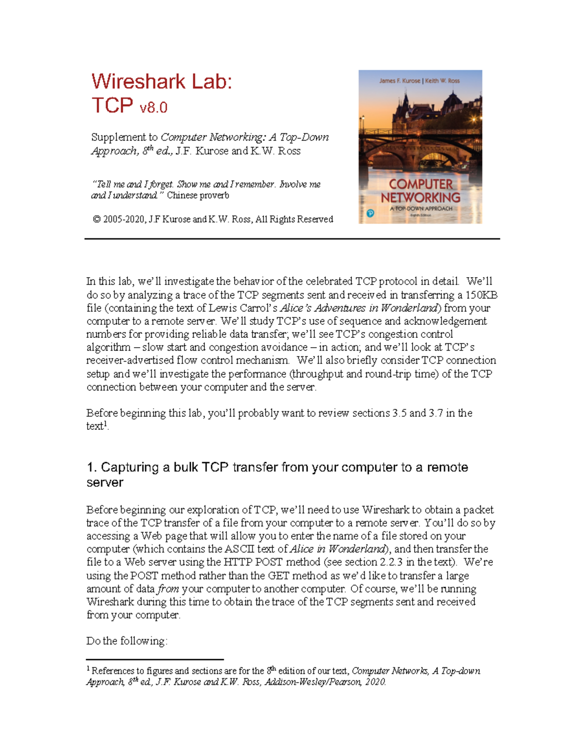 Week6 Lab Wireshark Tcp V8 Wireshark Lab Tcp V 8 Supplement To Computer Networking A Top 