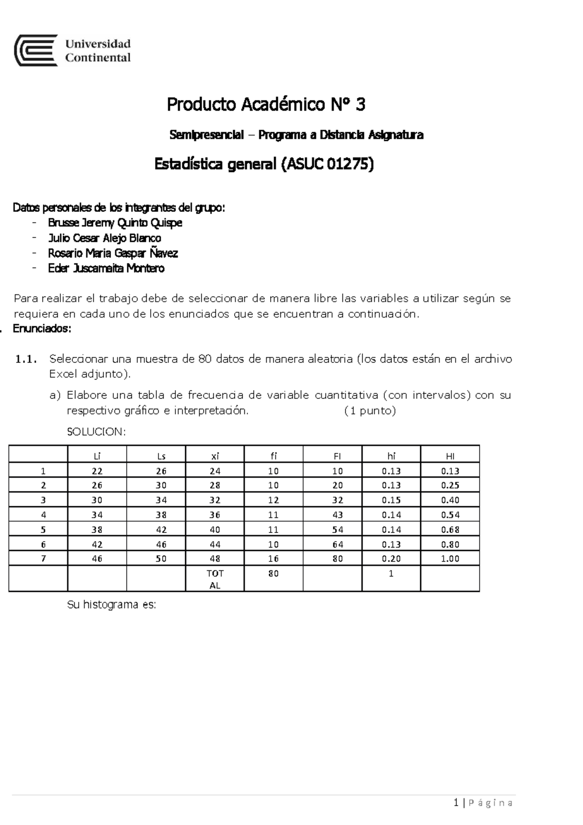 Producto Académico 3 Estadistica Grupo 2 ultimoooo - 1 | P á g i n a Producto Académico N° 3 ...