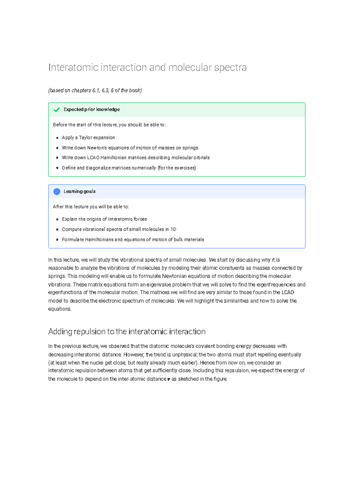 Bonds and spectra - Open Solid State Notes - Interatomic interaction ...